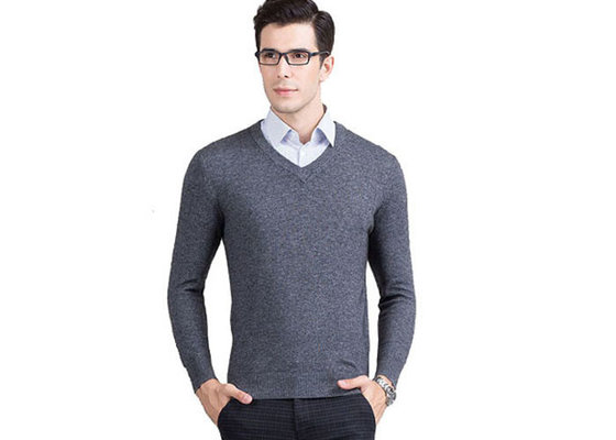 100% Pure Cashmere Sweaters V Neck Men Pullover Breathable Business Style