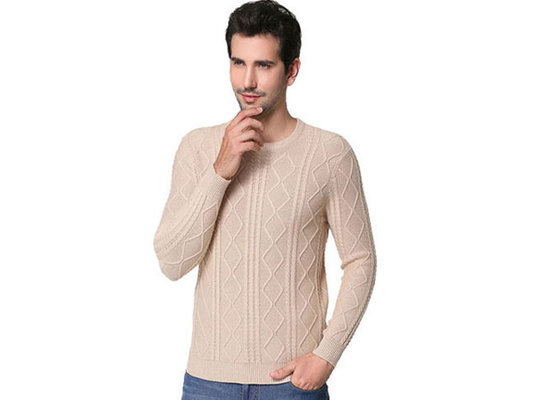 Rhombus Pattern Pure Cashmere Sweaters Computer Knitted Technics For Adults