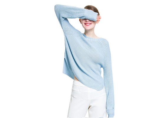 Rib Knitted Plus Size Ladies Pullover Sweaters Computer Knitted Technics