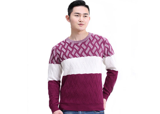 Pure Knitted Mens Pullover Sweater , Mens Cable Knitting Patterns For Winter