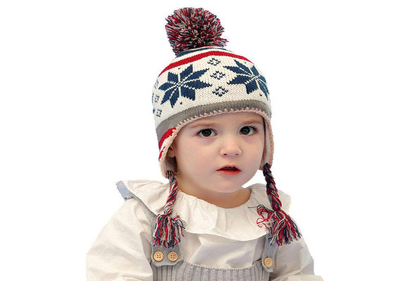 Xmas Cartoon Design Warm Winter Accessories Knitted Beanie For Children