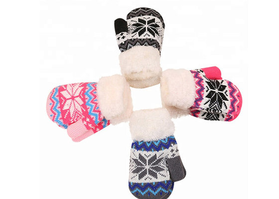 Kids Warm Winter Accessories Knitting Christmas Brushed Deer Pattern Gloves