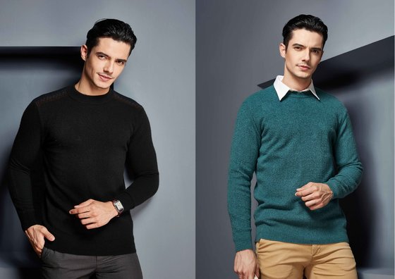 Mens Round Neck Long Sleeve Handcraft Sweaters Pure Cashmere Sweaters