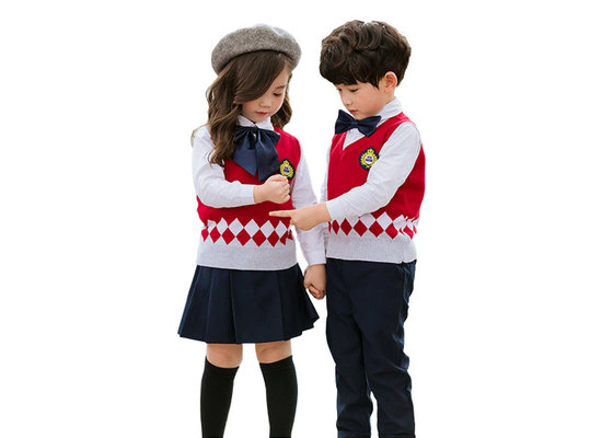 Pure Cotton Kids Eco - Friendly Primary School Uniform Sweaters Suit Designs