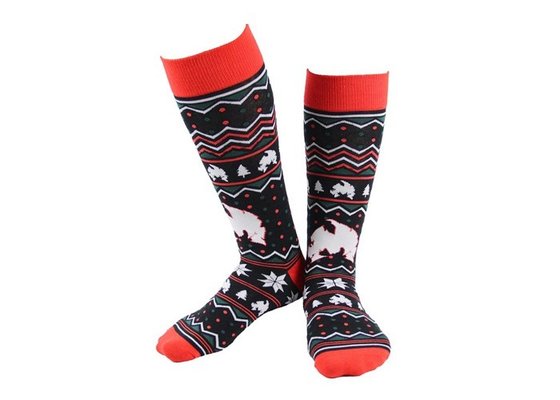 Adult Navy Cotton And Acrylic Christmas Socks Womens Breathable Standard Length