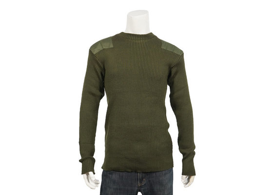 Heavy Duty Police Thick Pullover Sweaters , Brown Military Sweater With Elbow Patch