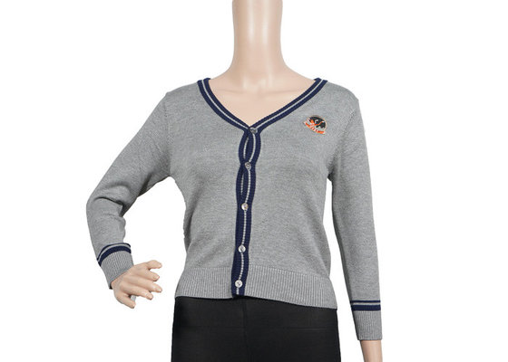 Breathable Grey School Uniform Cardigan Sweaters For Autumn And Winter