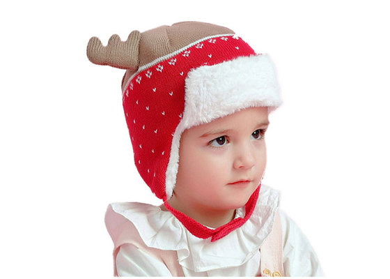 Knitted Ear Cuff Toddler Beanie Hat , Christmas Beanie Hat Unisex Gender