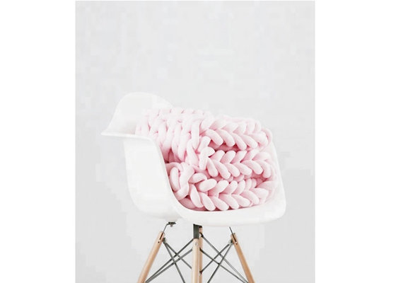 Cotton Tube Chunky Knit Blanket , Cable Knit Blanket Machine Washable 1KG