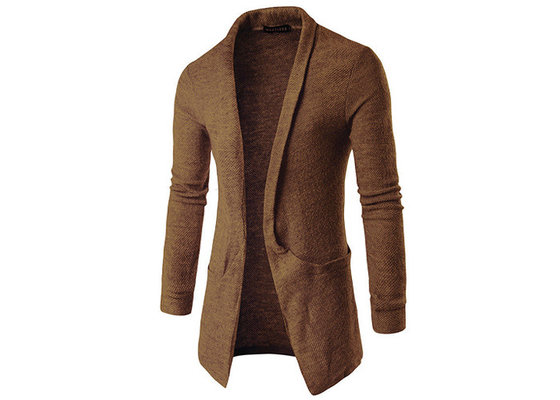 Mens Long Cotton And Acrylic 12GG Cable Cozy Knitted Cardigan Sweaters Autumn