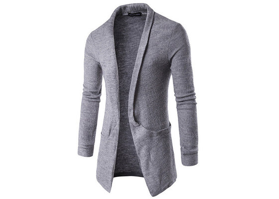 Mens Long Cotton And Acrylic 12GG Cable Cozy Knitted Cardigan Sweaters Autumn
