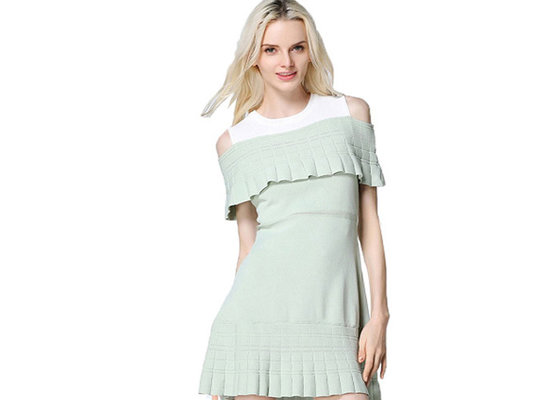 A - Line Girl Knit Sweater Dress , Long Sweater Dress Ruffle Knitted Pattern