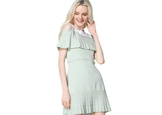 A - Line Girl Knit Sweater Dress , Long Sweater Dress Ruffle Knitted Pattern