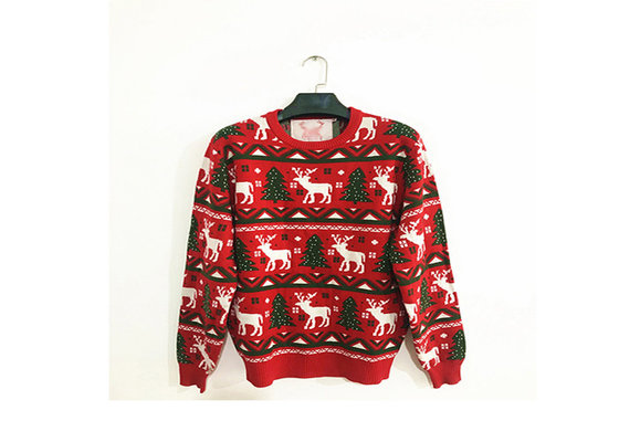 Unisex Red Ugly Design Santa Xmas Knitted Acrylic Sweaters For Party