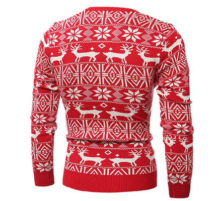 Reindeer Patterns Mens Christmas Sweaters Jacquard Design Beautiful Appearance