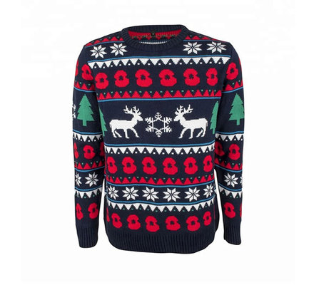 Christmas Sweater Knitting Xmas Deer Patterns Sweater Durable For Couple