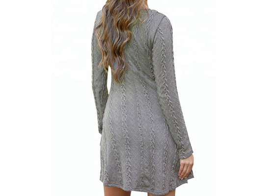 Long Women Round Neck Hollowed - Out Pullover Cable Knit Sweater Dress