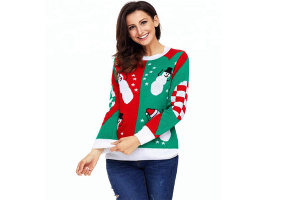Red Funny Ugly Christmas Snowman Knitting Sweater Designs Ideas For Women