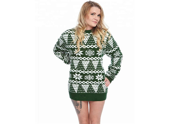 Unisex Long Sleeve Knitted Jumper , Cool Christmas Sweaters Furry Snowflake Patterns