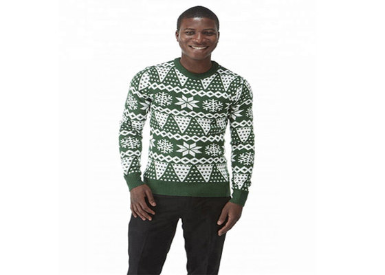 Unisex Long Sleeve Knitted Jumper , Cool Christmas Sweaters Furry Snowflake Patterns