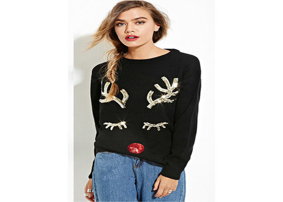 Snowman Santa Red Black Knitted Pattern Ugly Christmas Sweater Jumper