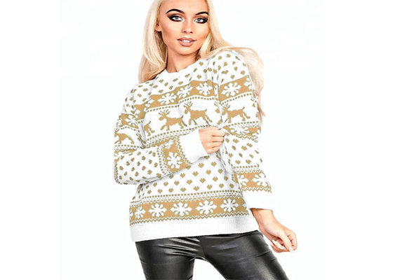 Latest Design Snowflake Reindeer Patterns Christmas Sweater For Women