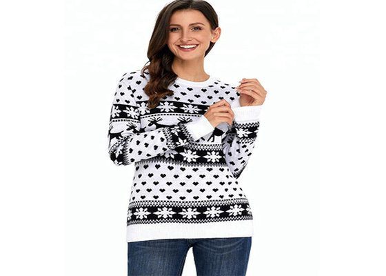 Latest Design Snowflake Reindeer Patterns Christmas Sweater For Women