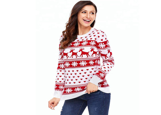 Latest Design Snowflake Reindeer Patterns Christmas Sweater For Women