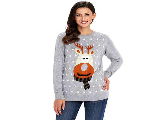 Women's Knitted Ugly Christmas Sweater Long Sleeve Round Neck Pullover