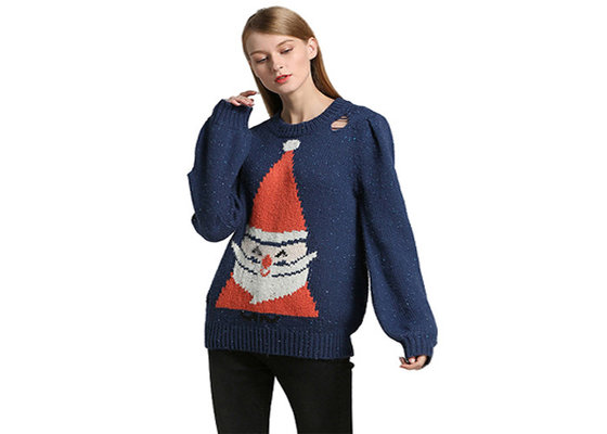 Christmas Santa Claus Hole Sweater Female , Christmas Sweater Pullover Jumper