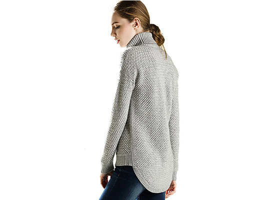 Turtle Neck Pure Cashmere Sweaters Hollow Out Tight Pullover For Ladies
