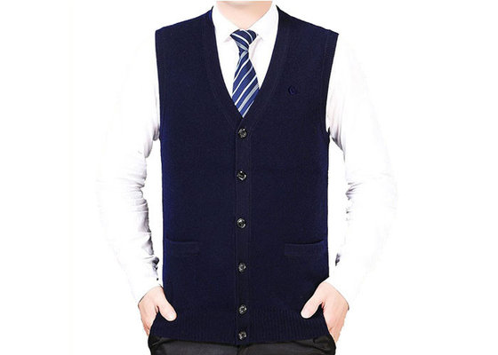 Mens 100% Pure Cashmere Sweaters Casual Value Sweater Vest ODM / OEM Accepted