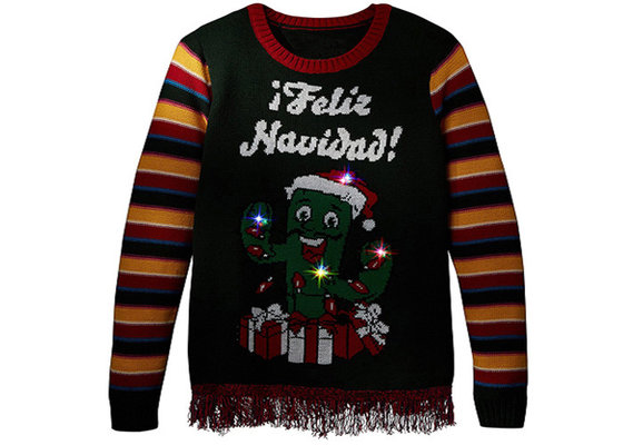 Knitted Ugly Christmas Sweater Juniors Light - Up Round Neck Pullover Jumper