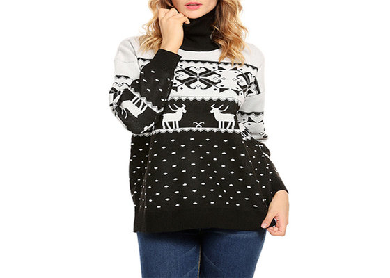 Turtleneck Winter Warm Christmas Reindeer Cute Sweater For Women