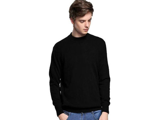 Fancy Winter Cashmere Sweater Men , Black Cashmere Sweater Tight 12 Gauge