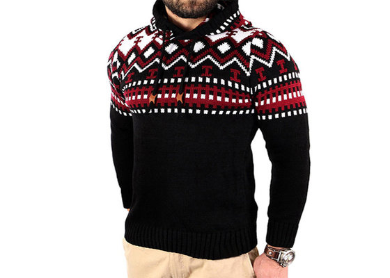 Elegant Jacquard Funny Xmas Sweaters , Tacky Christmas Clothes Hoodie For Men