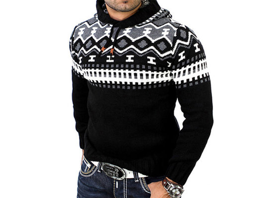 Elegant Jacquard Funny Xmas Sweaters , Tacky Christmas Clothes Hoodie For Men