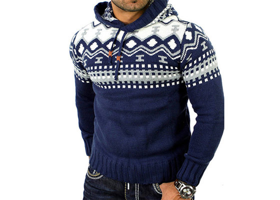 Elegant Jacquard Funny Xmas Sweaters , Tacky Christmas Clothes Hoodie For Men