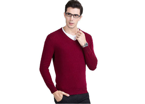 100% Pure Cashmere Sweaters V Neck Men Pullover Breathable Business Style