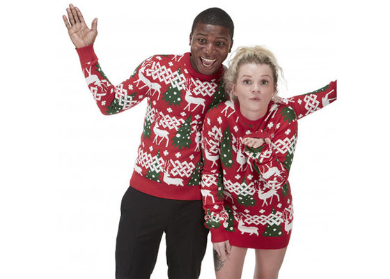 Cute Couples Christmas Sweaters , Funny Christmas Jumpers Jacquard Design