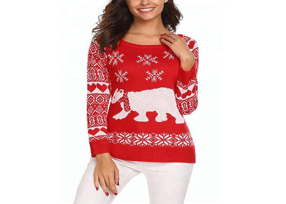 Custom Round Neck Reindeer Ugly Sweater , Womens Christmas Sweaters Europe Style