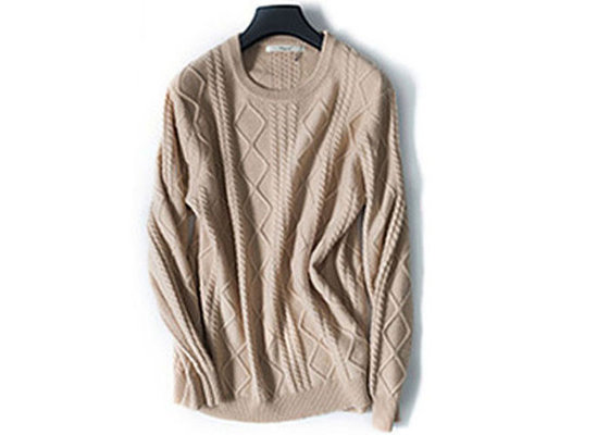 Rhombus Pattern Pure Cashmere Sweaters Computer Knitted Technics For Adults