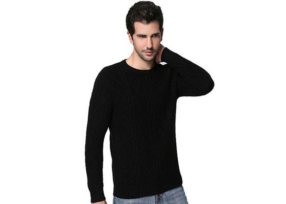 Rhombus Pattern Pure Cashmere Sweaters Computer Knitted Technics For Adults
