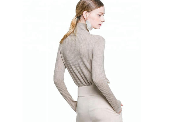 British Style Turtle Neck Jumper Womens , Black Pullover Sweater Anti Static