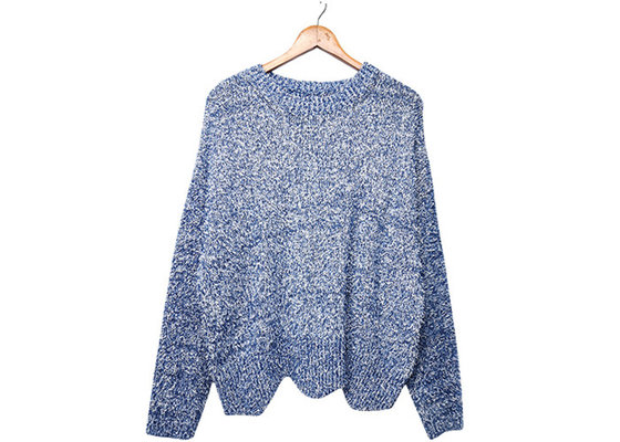 Round Neck Womens Knit Sweater Pleuche Irregular Knitted OEM / ODM Service