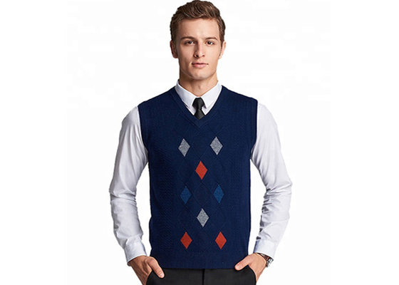 Mens Argyle Sleeveless Sweater Vest Acrylic V Neck Spring Cable Knitted Jumper