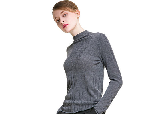 Black Womens Knit Sweater , Women Knitted Sweater Round Neck Tight Jumper Pullover