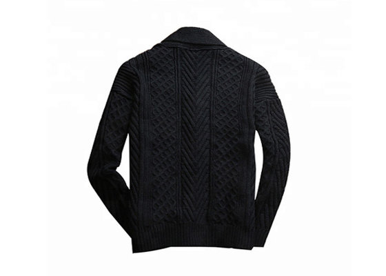 Black Acrylic Button Mens Knit Sweater ，Winter Cardigan Sweater With Knitted Scarf
