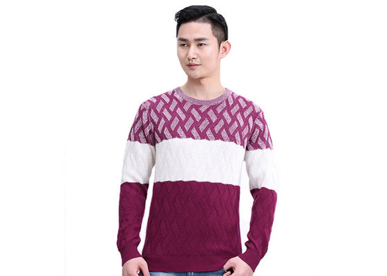 Pure Knitted Mens Pullover Sweater , Mens Cable Knitting Patterns For Winter