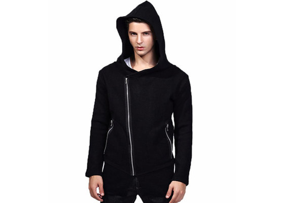 Long Winter Hoodie Zip Up 7 Gauge Men Knit Navy Blue Designer Cardigans Sweater